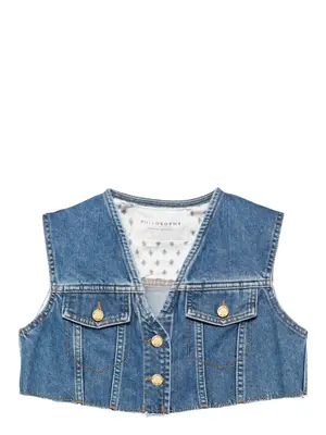 Philosophy Di Lorenzo Serafini Cropped Denim Gilet - Blue