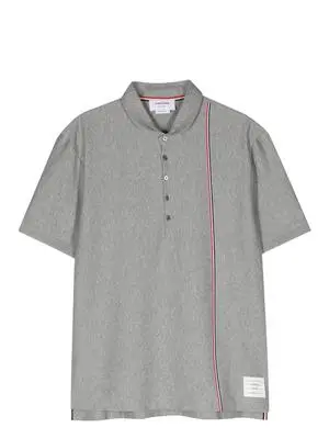 Thom Browne Rwb Stripe Cotton Polo Shirt - Grey