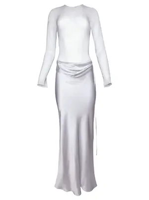 Christopher Esber Semi-sheer Draped Maxi Dress - Silver