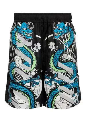 Amiri Dragon-print Cotton Track Shorts - Black