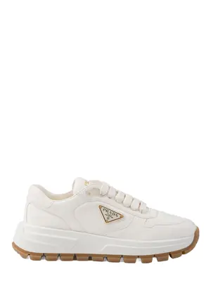 Prada Triangle-logo Leather Sneakers - White