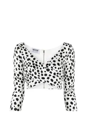 Moschino Dalmatian-print Cropped Top - White