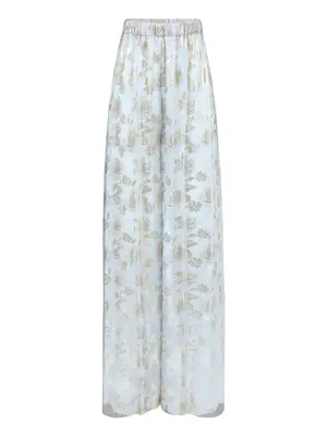 Nina Ricci Floral-jacquard Palazzo Pants - Blue