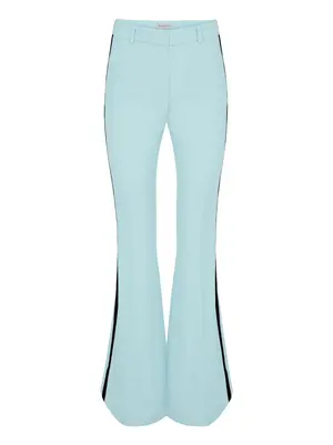 Nina Ricci Velvet-trim Flared Trousers - Blue