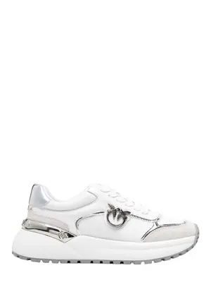 Pinko Love Birds Leather Sneakers - White