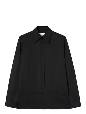 JIL SANDER Pointed-collar Satin Shirt - Black