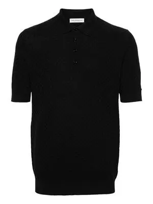 GOES BOTANICAL Interlock Merino Wool Polo Shirt - Black