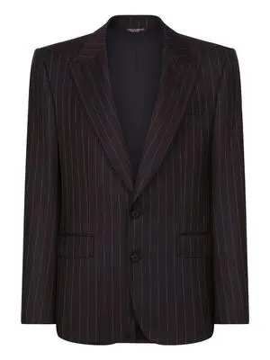Dolce & Gabbana Striped Single-breasted Blazer - Black