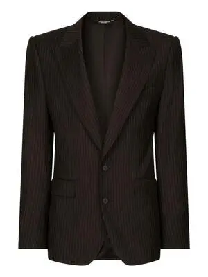 Dolce & Gabbana Pinstripe Wool Blazer - Black