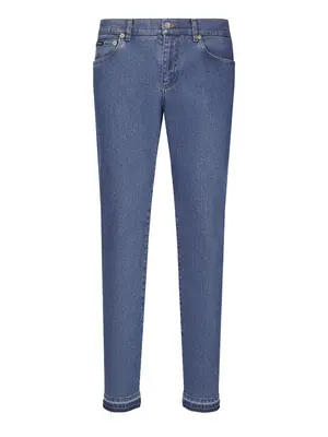 Dolce & Gabbana Slim-cut Jeans With Logo Patch - Blue