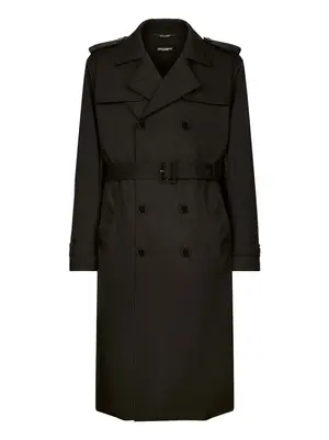 Dolce & Gabbana Belted Double-breasted Trench Coat - Black