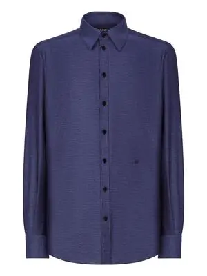 Dolce & Gabbana Long-sleeved Cotton-blend Shirt - Blue