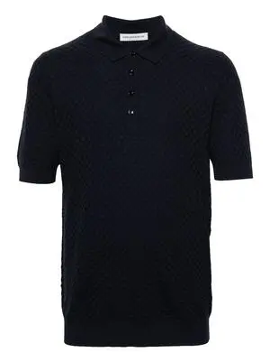 GOES BOTANICAL Interlock Merino Wool Polo Shirt - Blue