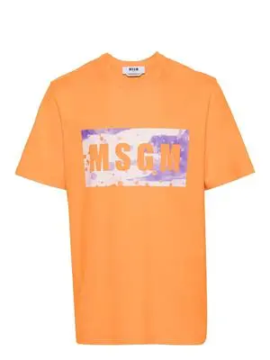 MSGM Logo-print Cotton T-shirt - Orange