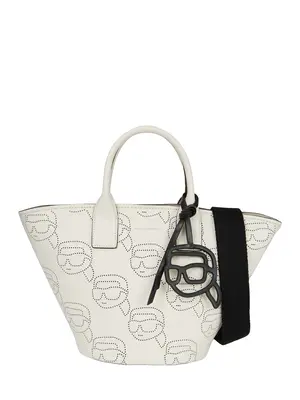 Karl Lagerfeld Ikon Perforated Leather Tote Bag - White
