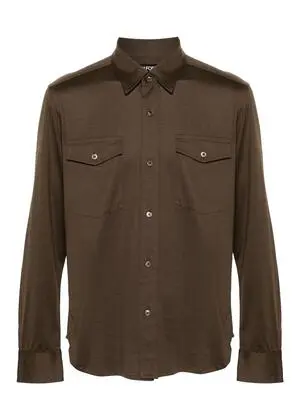 TOM FORD Mélange Button-up Shirt - Brown