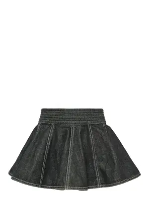 Alaïa Peplum Denim Skirt - Black