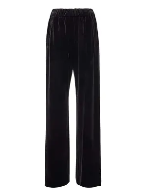 Dolce & Gabbana High-rise Velvet Wide-leg Trousers - Black