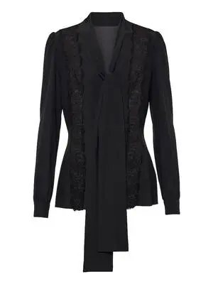 Dolce & Gabbana Tie-neck Silk-blend Blouse - Black