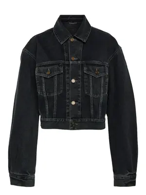 Saint Laurent 80s Cropped Denim Jacket - Blue