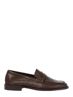 Manolo Blahnik Perry Leather Penny Loafers - Brown