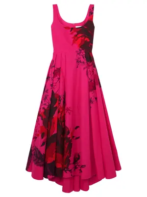 Erdem Floral-print Cotton-faille Midi Dress - Red