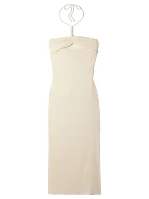 Magda Butrym Embellished Halterneck Maxi Dress - Cream