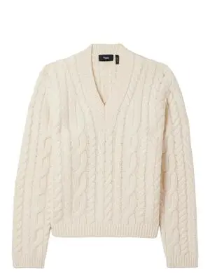 Theory Cable-knit Wool And Cashmere-blend Sweater - Ivory
