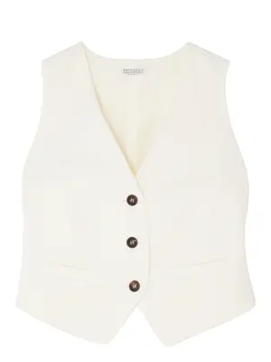 Brunello Cucinelli Cotton-blend Tweed Vest - White