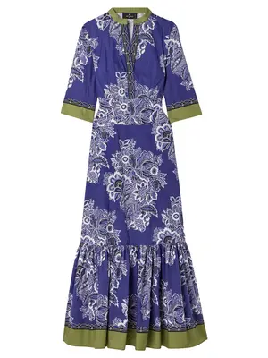 Etro Floral-print Midi Dress - Blue