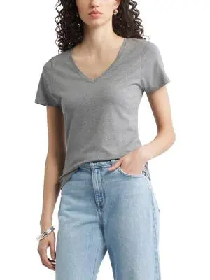 Nordstrom Everyday V-Neck T-Shirt Grey Dark Heather
