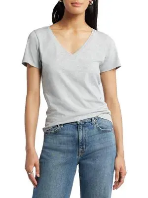 Nordstrom Everyday V-Neck T-Shirt Grey Heather