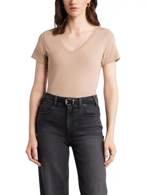 Nordstrom Everyday V-Neck T-Shirt Tan Natural