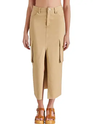 Steve Madden Benson Stretch Twill Cargo Skirt Mushroom
