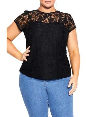 City Chic Nevaeh Lace Top Black