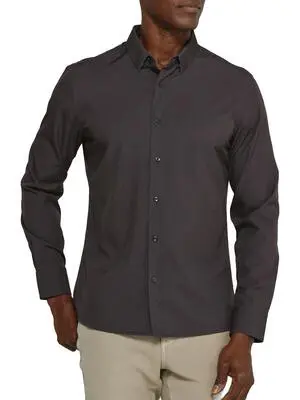 7 Diamonds Niall Geometric Print Performance Button-up Shirt - Black