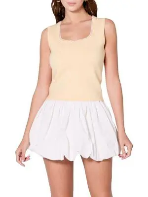 Endless Rose Imitation Pearl Trim Knit Tank - Butter