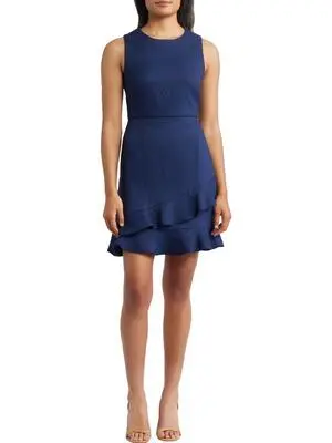 Julia Jordan Julia Jordan Double Flounce Sleeveless Dress Navy
