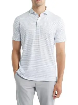 Johnnie-o Michael Stripe Performance Golf Polo - White Kona