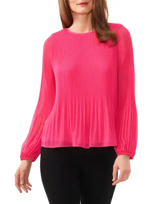 Halogen Pleated Halogen Release Top Magenta Pink
