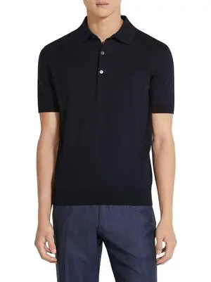 Zegna Premium Cotton Polo - Navy