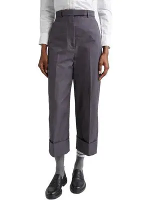Thom Browne Thom Browne High-Waist Cropped Pants Dark Grey