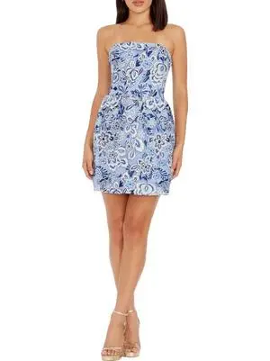 Dress The Population Marilyn Floral Strapless Mini Dress - Navy Multi