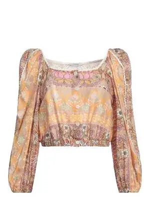 Sandro Embroidered Paisley Print Shirt - Sand