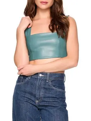 Susana Monaco Faux Leather Crop Tank - Rosemary