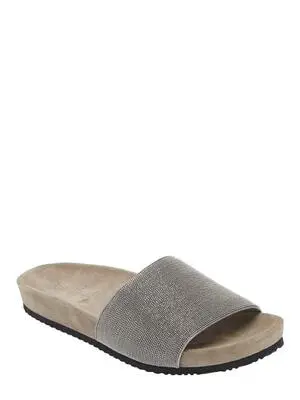 Brunello Cucinelli Monili Band Slide Sandal - Silver