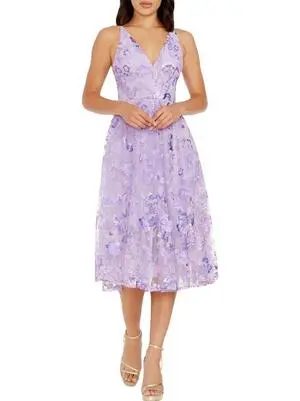 DRESS THE POPULATION Dress The Population Audrey Embroidered Cocktail Dress
