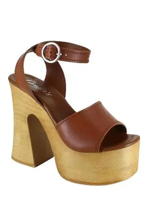 CANDIE'S Candie's Ida Platform Sandals Tan Leather