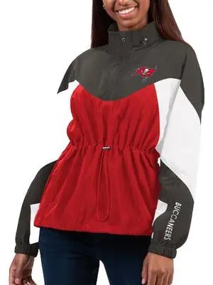 G-III 4HER BY CARL BANKS Pewter Tampa Bay Buccaneers Tie Breaker Lightweight Quarter-zip Jacket - Red