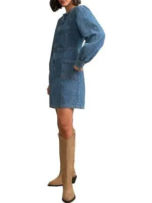 NOBODY'S CHILD Highgate Long Sleeve Denim Minidress